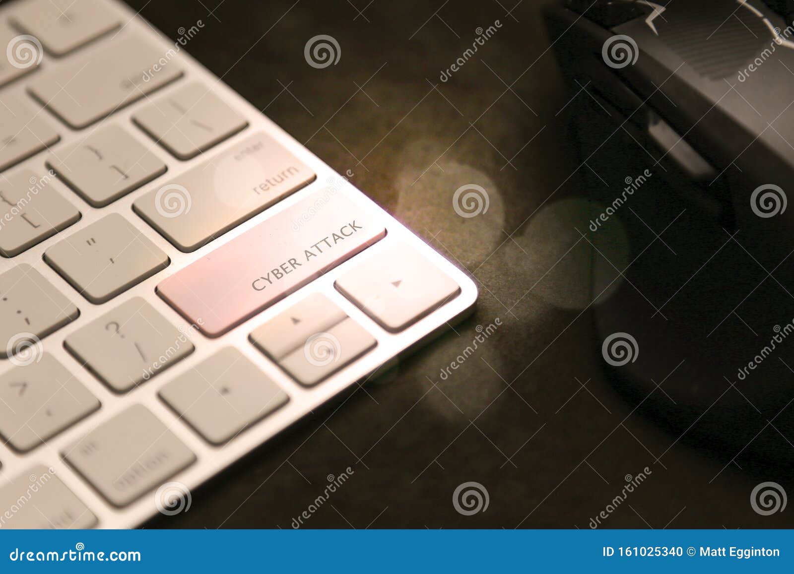 Cyber Attack Key on Keyboard. Mouse in Background, Computer Security ...