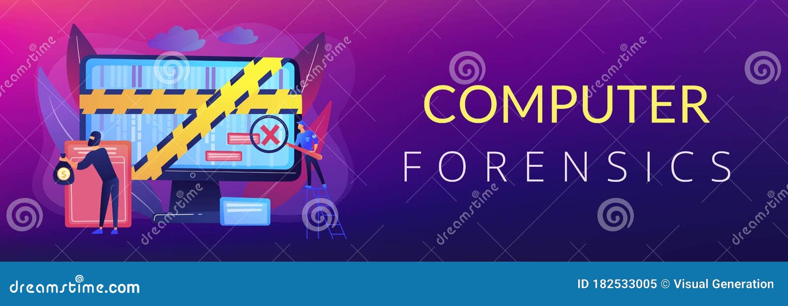 Computer Forensics Concept Banner Header Stock Vector - Illustration of ...