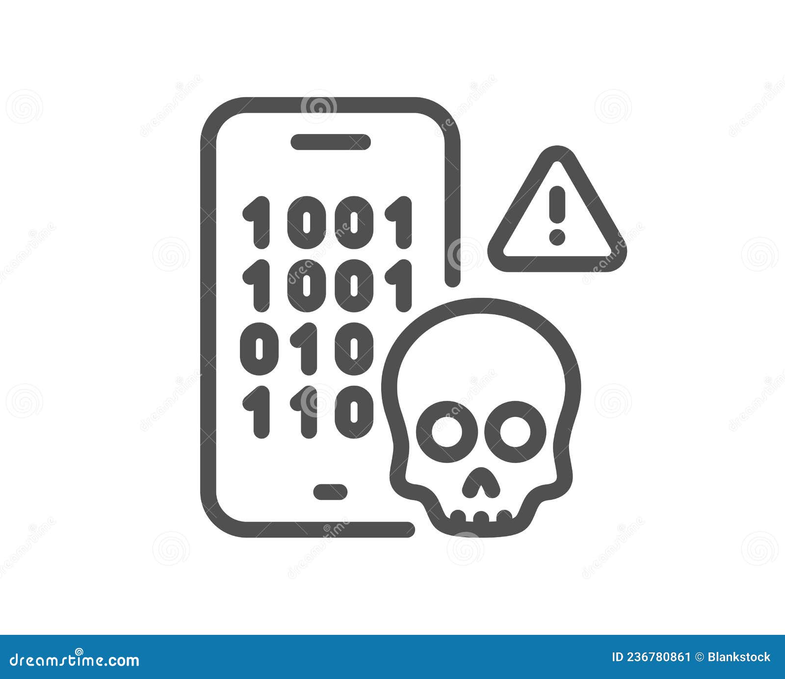 Cyber Attack Line Icon. Ransomware Threat Sign. Vector Stock Vector ...