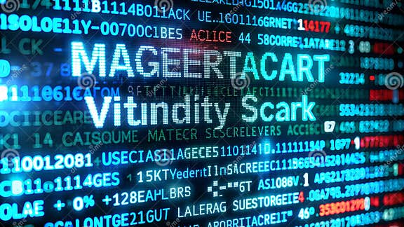 Cyber Attack Magecart Attacks. Vulnerability Text in Binary System Ascii Art Style, Code on ...