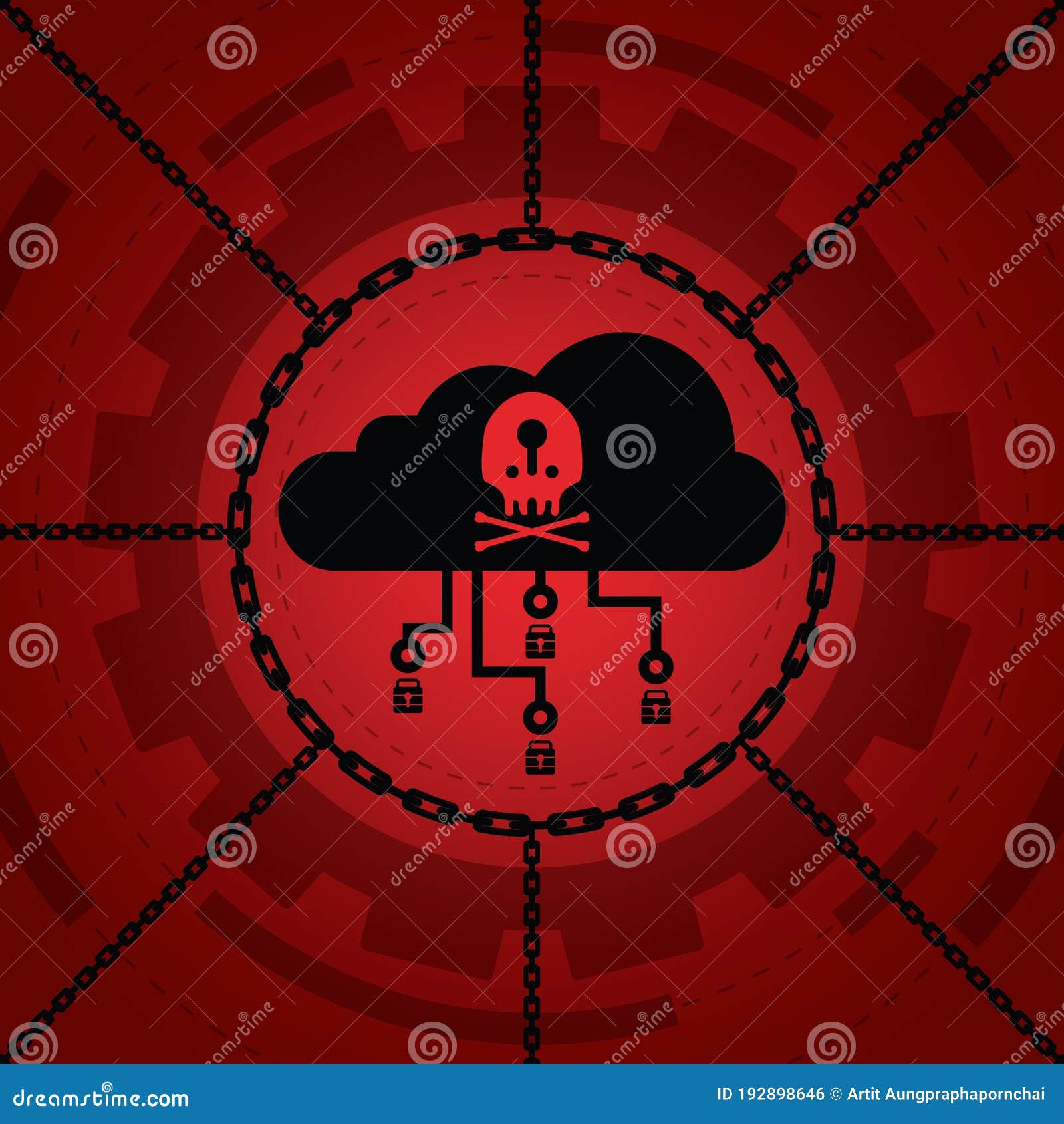 Cyber Attack Malware Wannacry or Maze Ransomware Virus Encrypted Files and Lock on Cloud ...