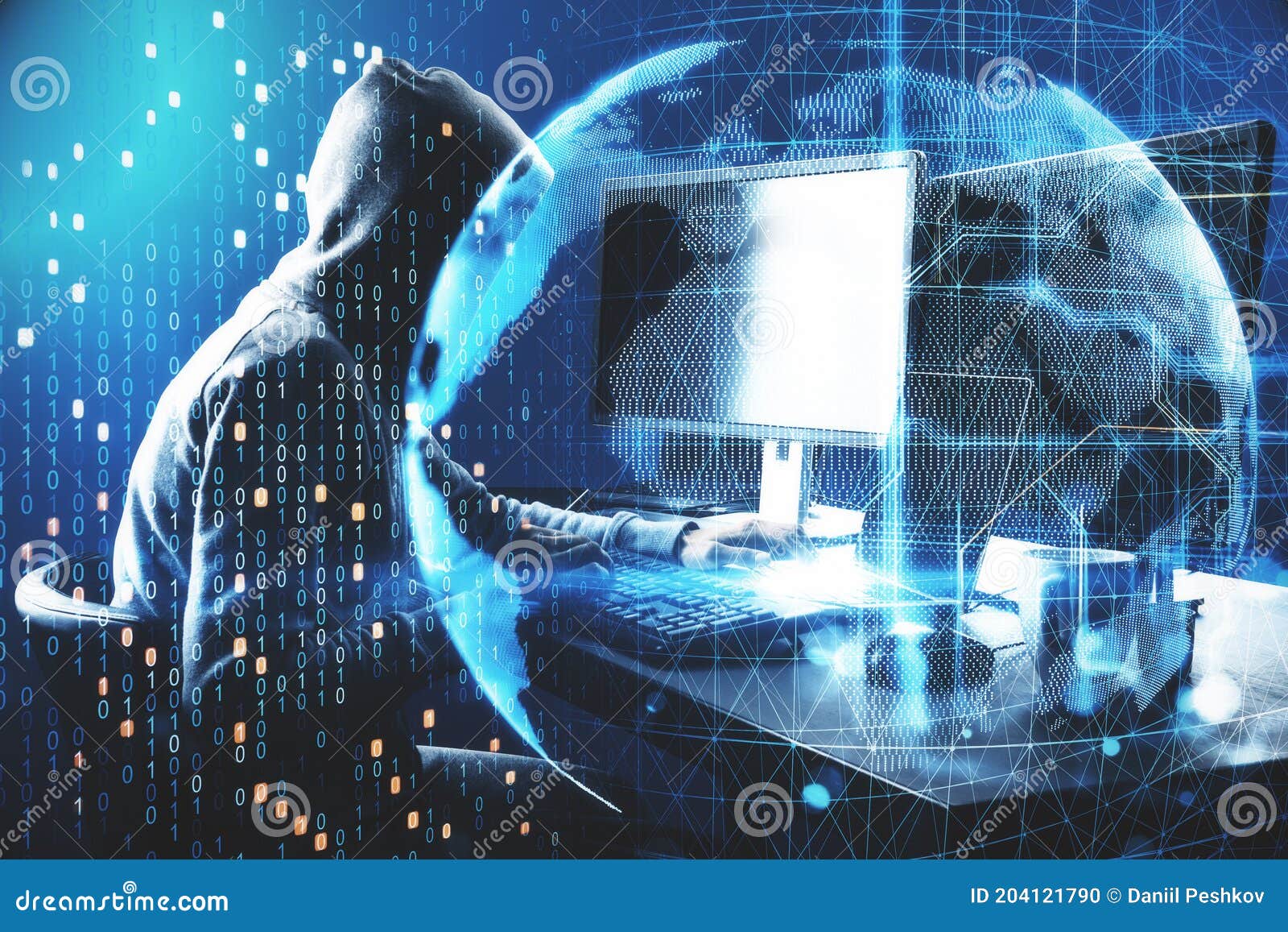 Cyber Attack in Process with Hacker Using Computer Stock Photo - Image ...