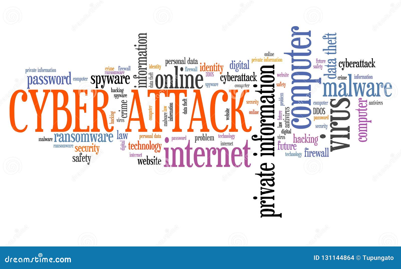 Cyber attack words stock illustration. Illustration of business - 131144864