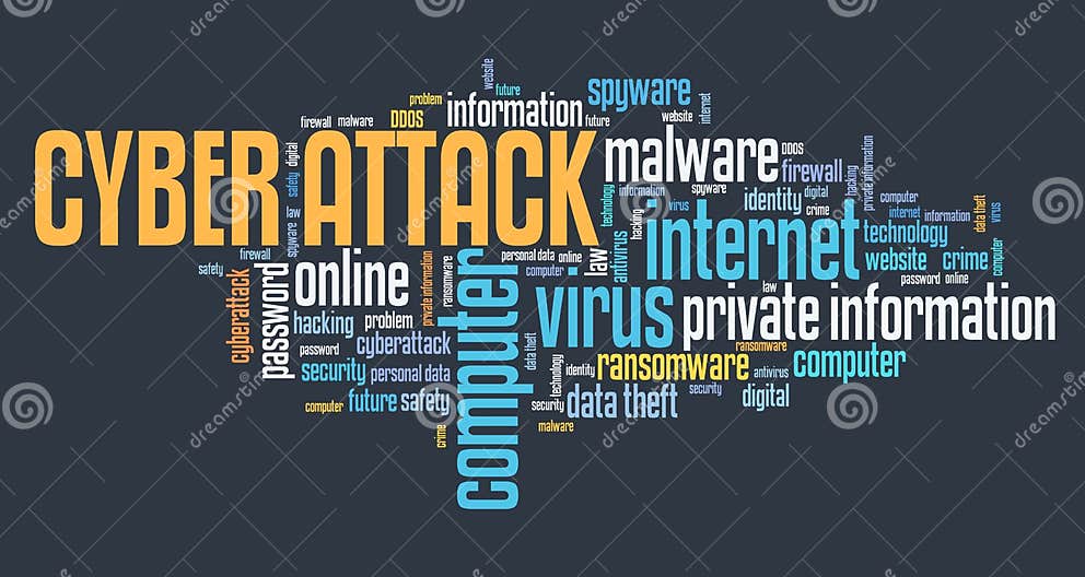 Cyber attack text stock illustration. Illustration of creative - 122027770