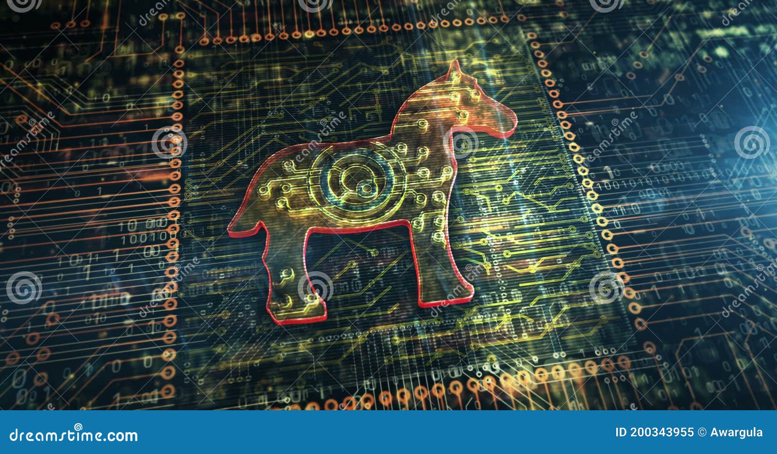Cyber Attack with Trojan Symbol Digital Animation Stock Video - Video ...