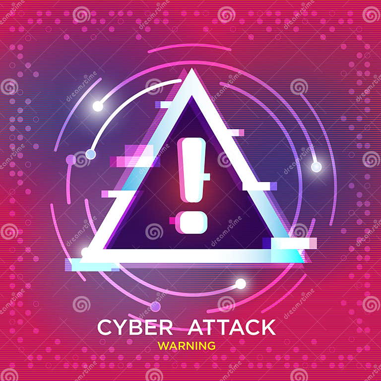 Cyber Attack Warning with a Glowing Triangular Alert Symbol Stock ...