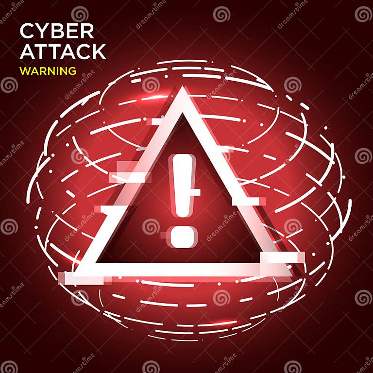Cyber Attack Warning with a Glowing Triangular Alert Symbol Stock ...