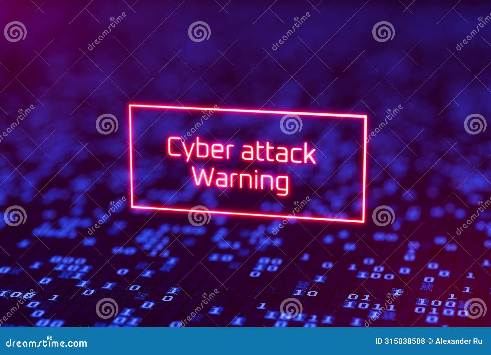 Cyber Attack Warning Sign on Virtual Digital Screen. Digital Security ...