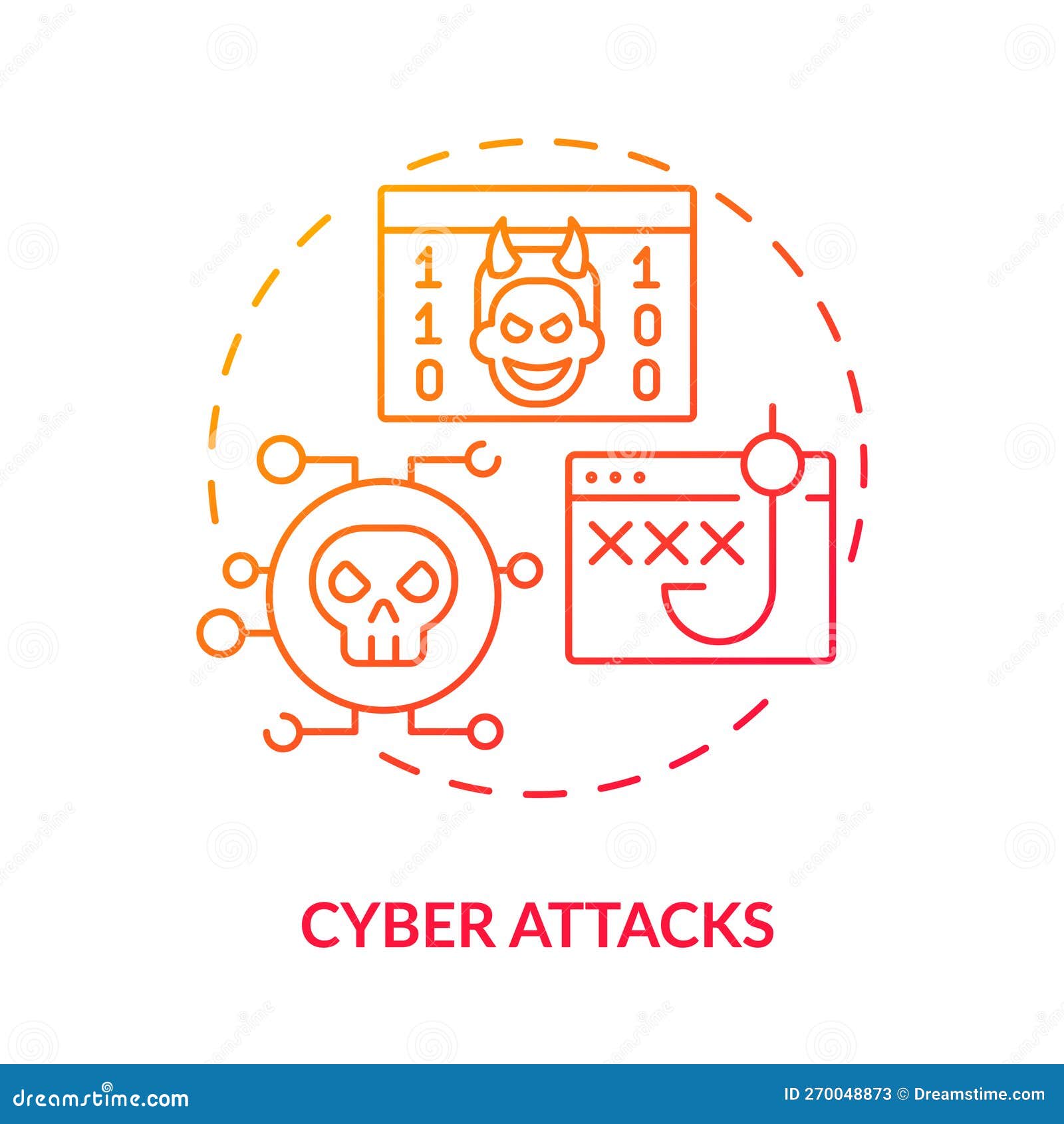 Cyber Attacks Red Gradient Concept Icon Stock Vector - Illustration of ...