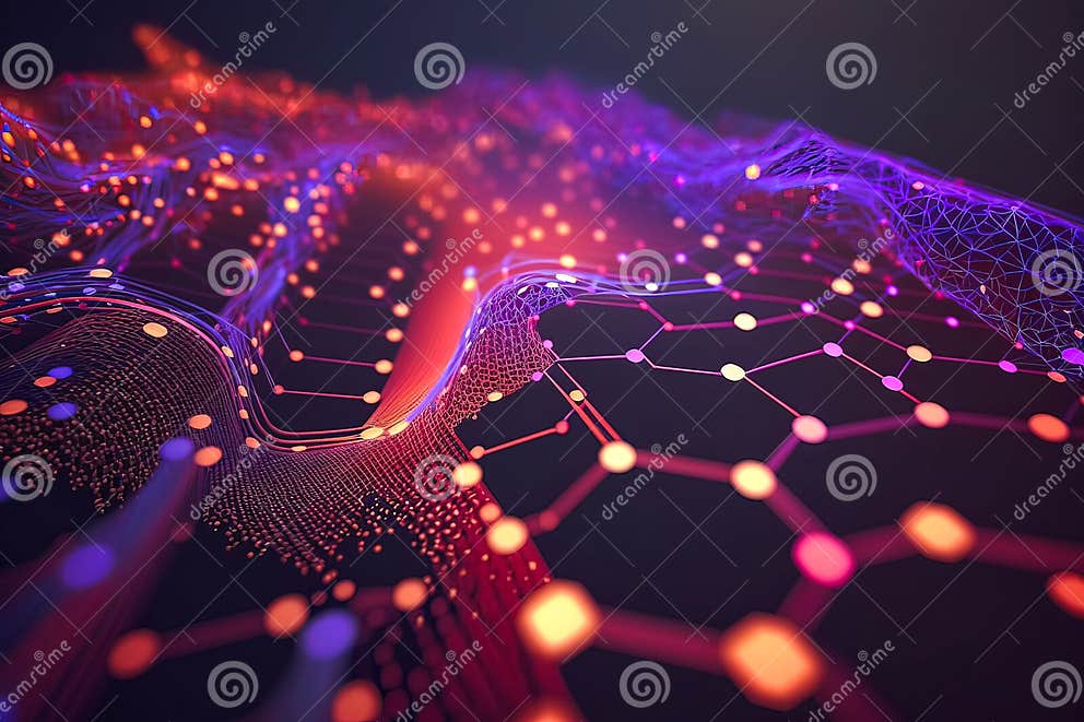Cyber Big Data Flow. Blockchain Data Fields. Network Line Connect Stream. Concept of AI ...