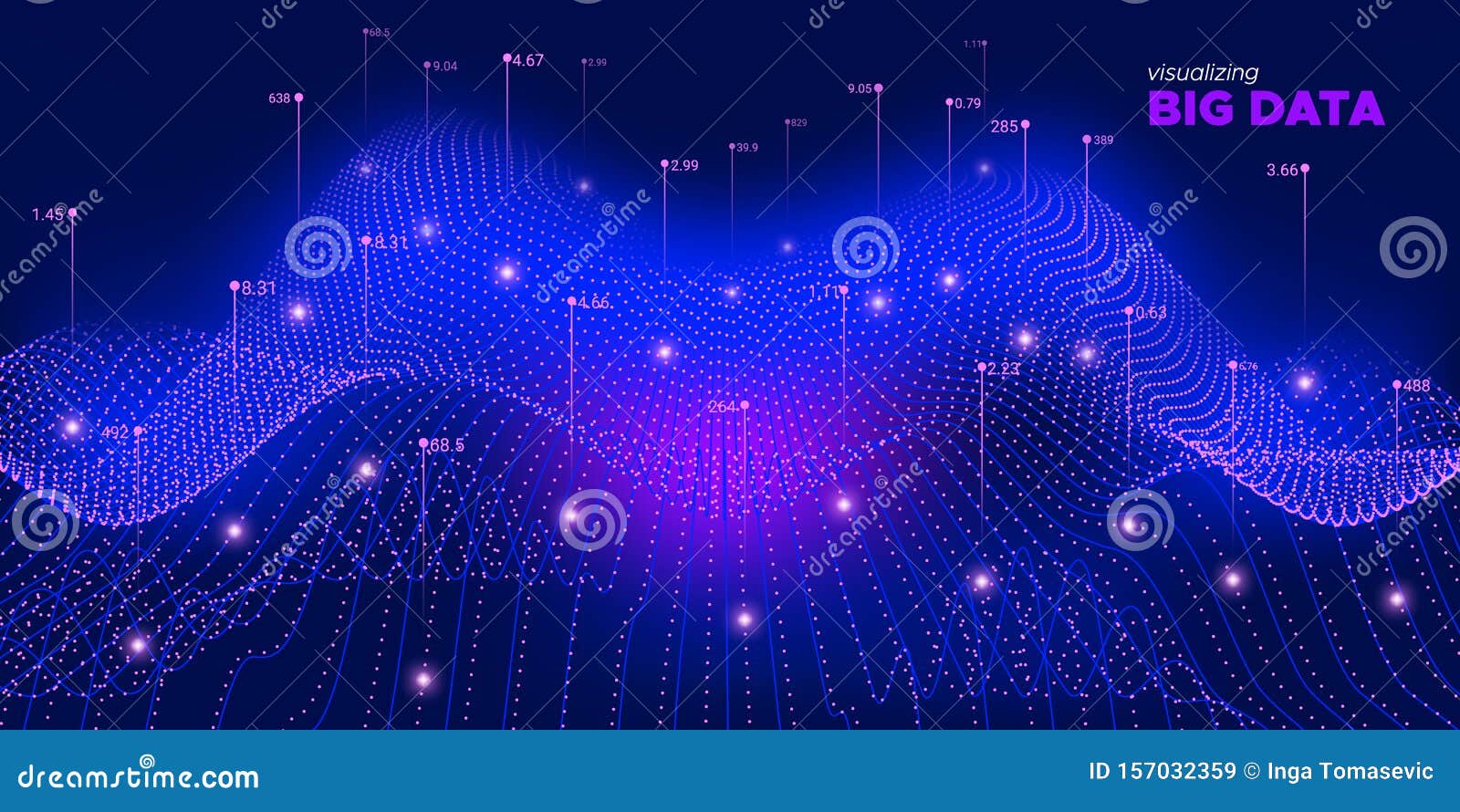 Cyber Big Data Network. Neon Particle Complexity Stock Vector ...