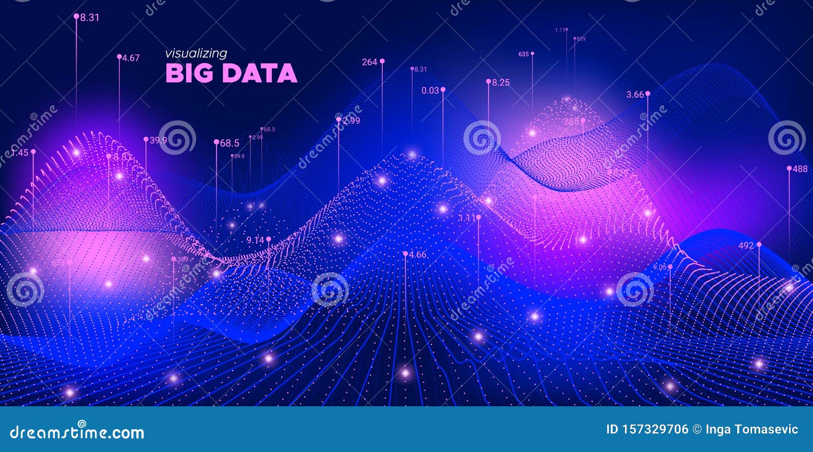 Cyber Big Data Screen. Violet Statistic Matrix Stock Vector ...
