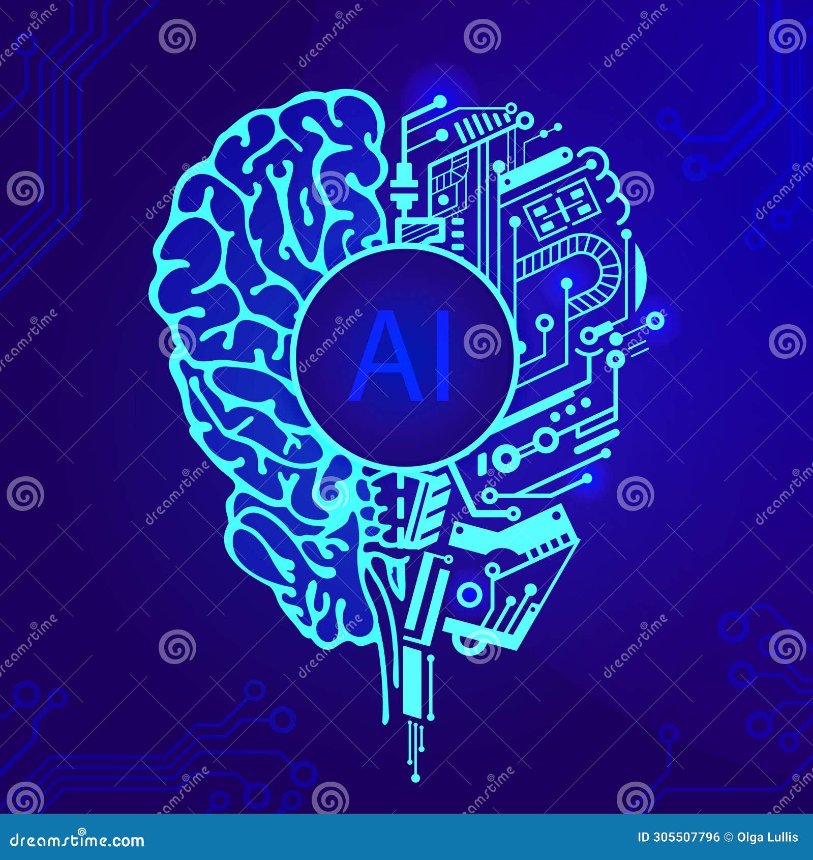 Cyber Brain, Artificial Intelligence, Ai Concept, Vector Illustration ...