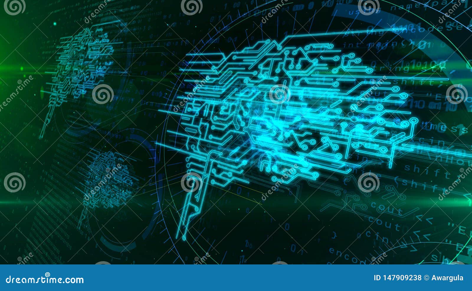 Cyber brain concept stock illustration. Illustration of hologram ...