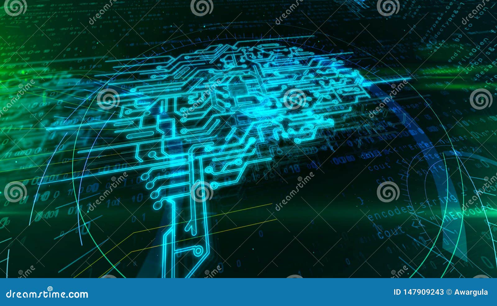 Cyber brain concept stock illustration. Illustration of internet ...
