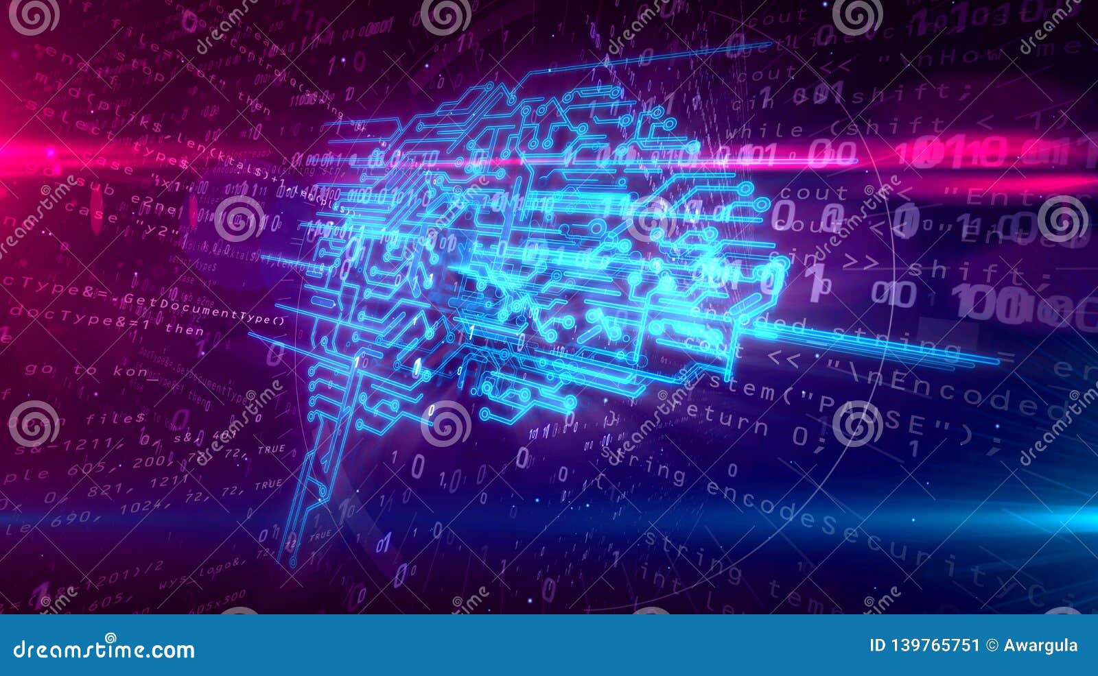 Cyber brain concept stock illustration. Illustration of engineering ...