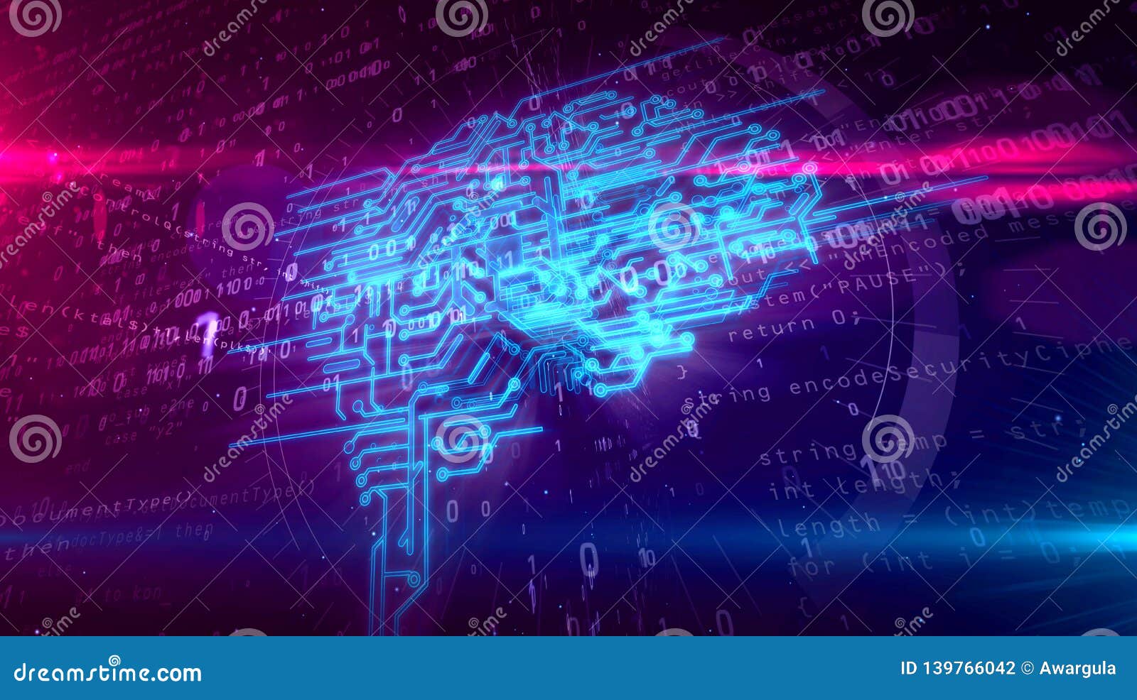 Cyber brain concept stock illustration. Illustration of machine - 139766042