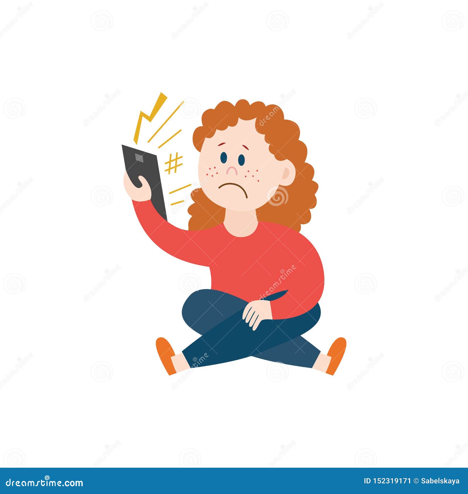 Cyber Bullying By Mobile Cell Phone Message Vector Illustration