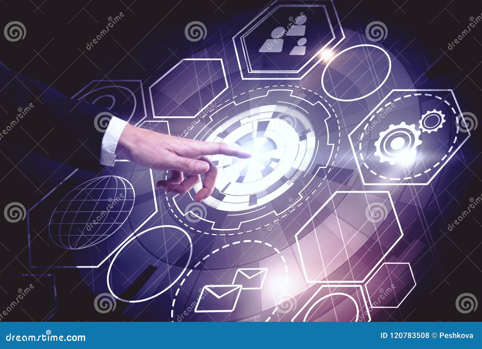 Cyber Button and Businessman Stock Photo - Image of concept, online ...