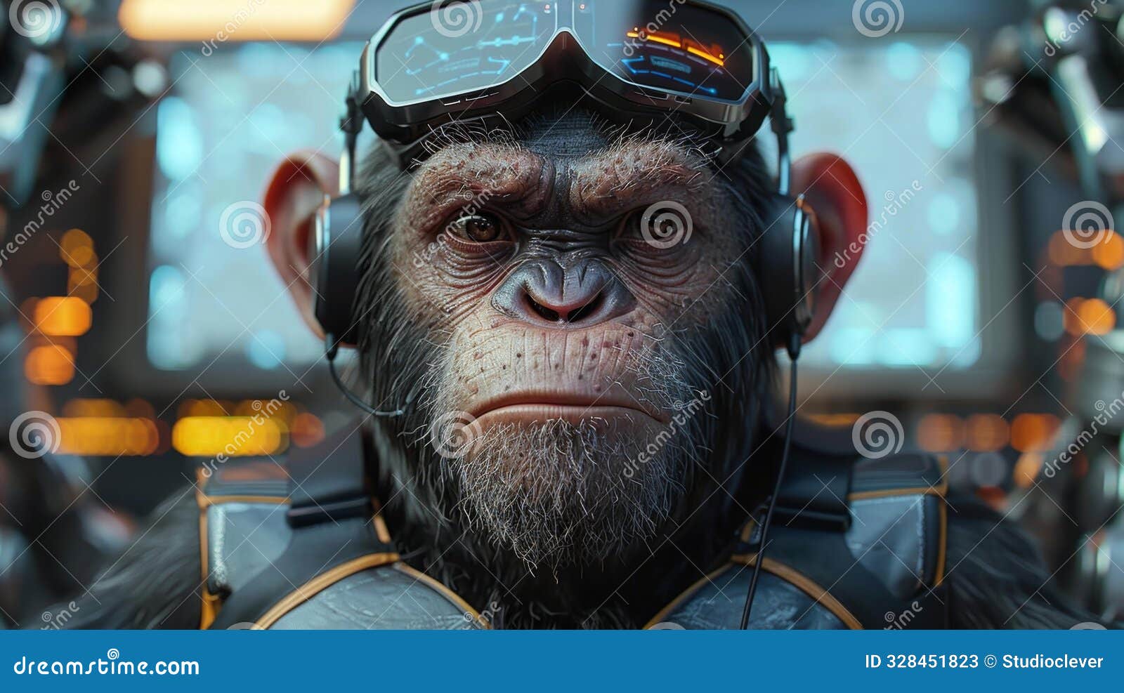 Cyber Chimp with Advanced Technology in Futuristic Setting - Generative ...