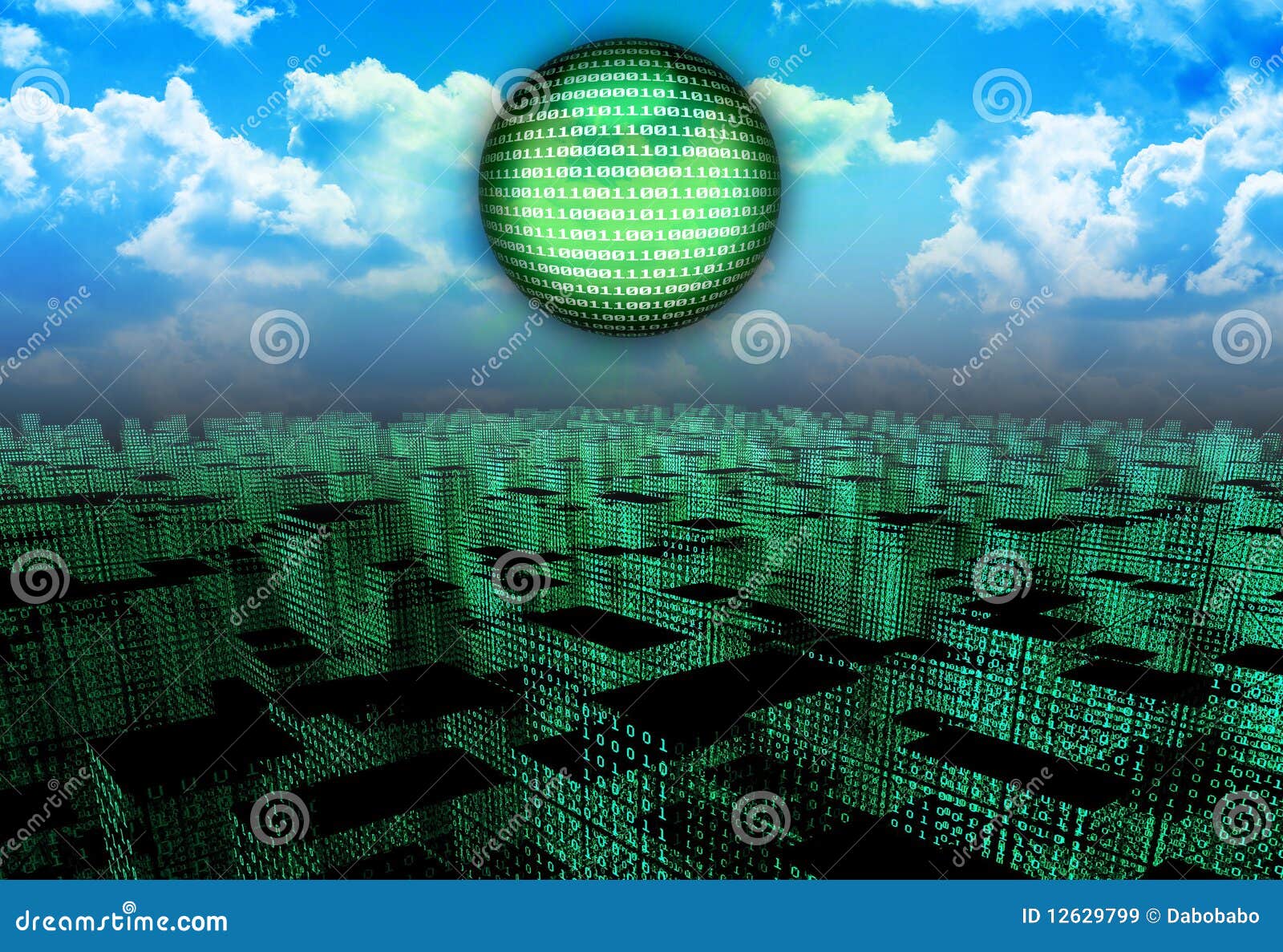 Cyber city stock illustration. Illustration of enter - 12629799