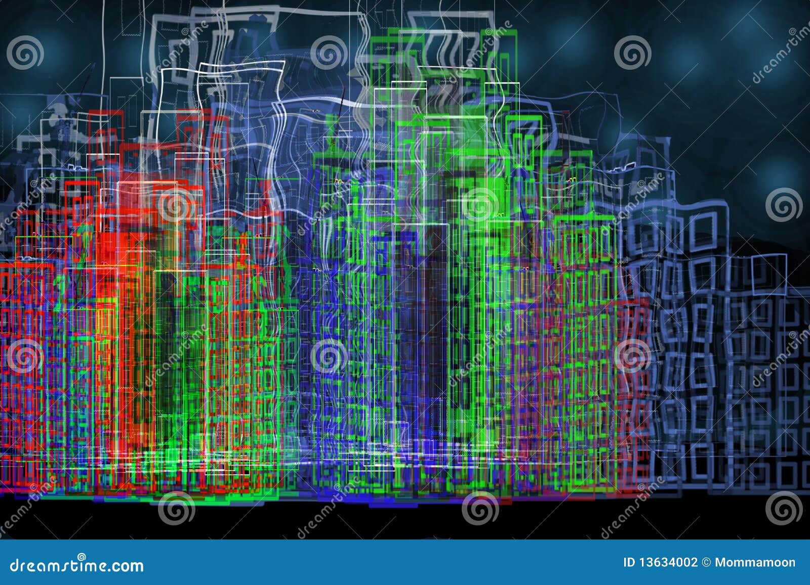 Cyber City with Neon Lights Stock Photo - Image of life, view: 13634002