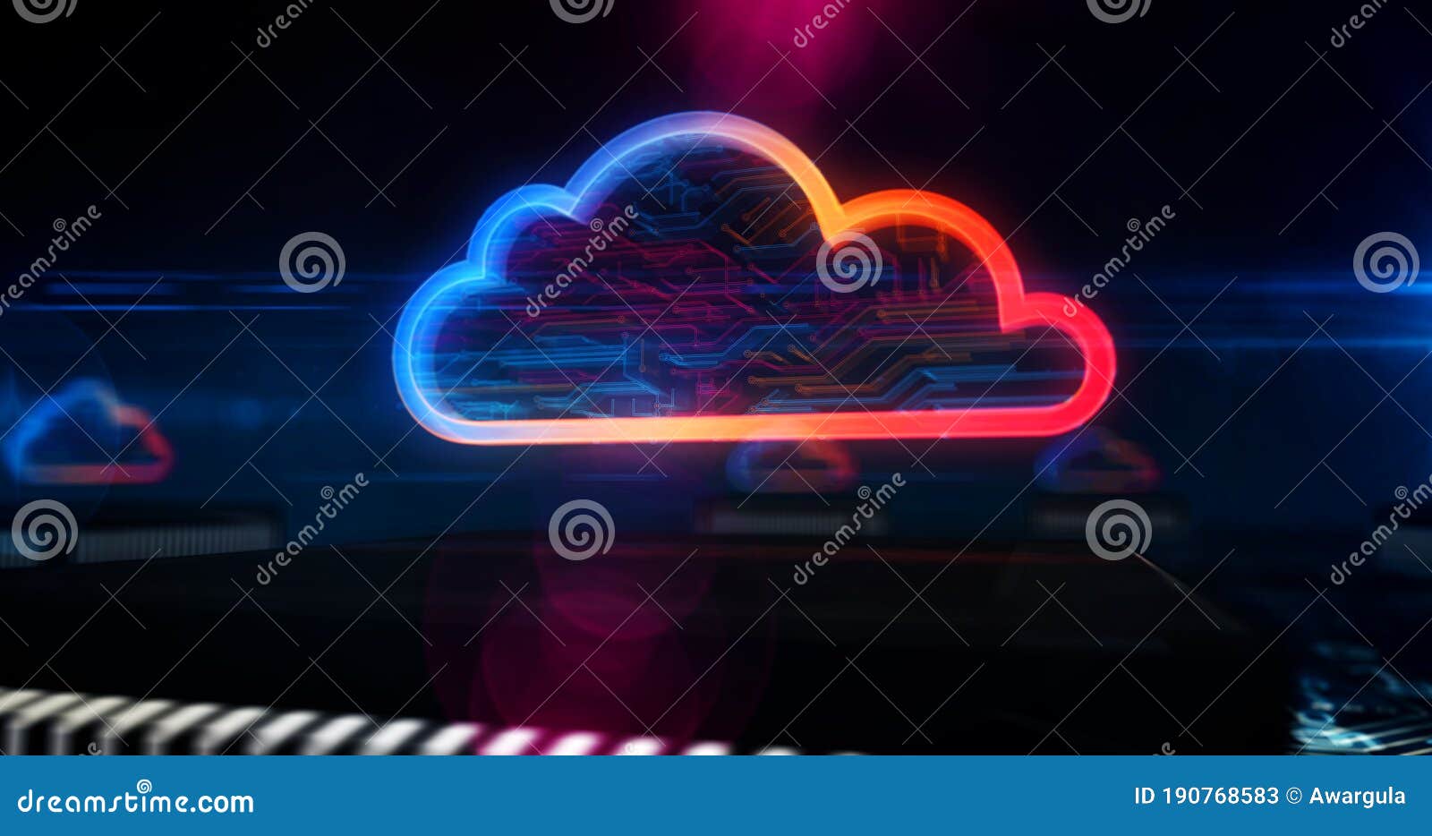 Cyber Computing Cloud Symbols 3d Illustration Stock Illustration ...