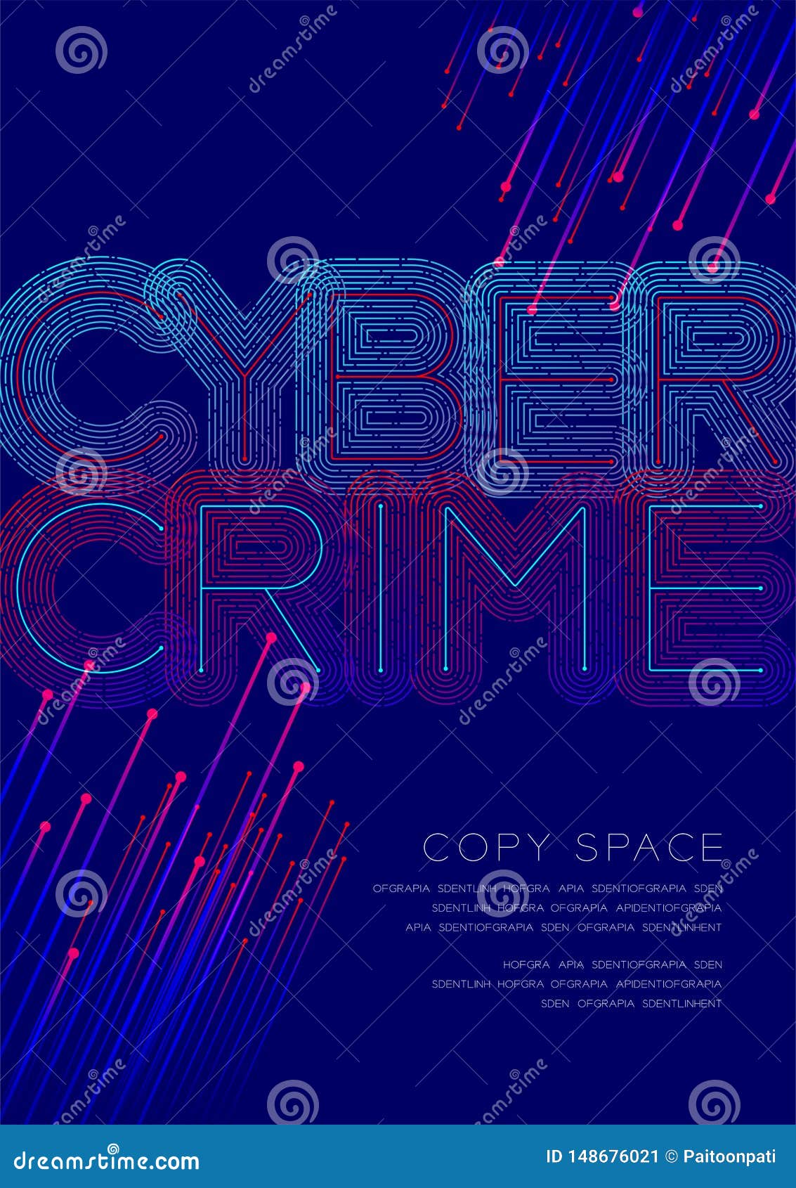 Cyber Crime Big Text Dot and Dash Line Pattern Layer Overlay, Poster ...