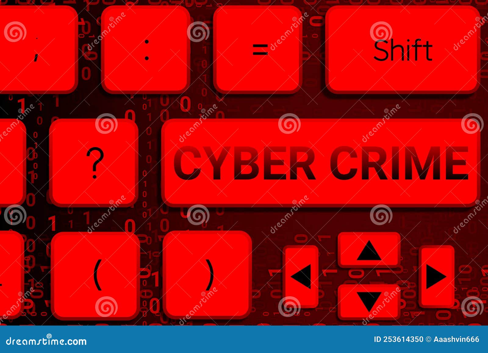 Cyber Crime Button on Key Board and Code Numbers Stock Illustration ...