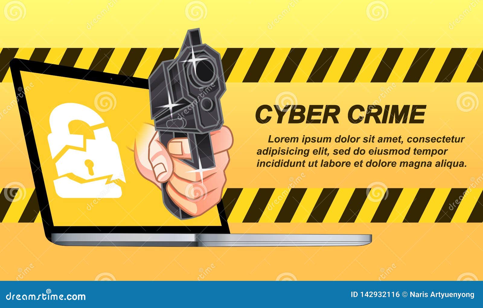 Cyber Crime in Cartoon Style. Stock Vector - Illustration of danger ...