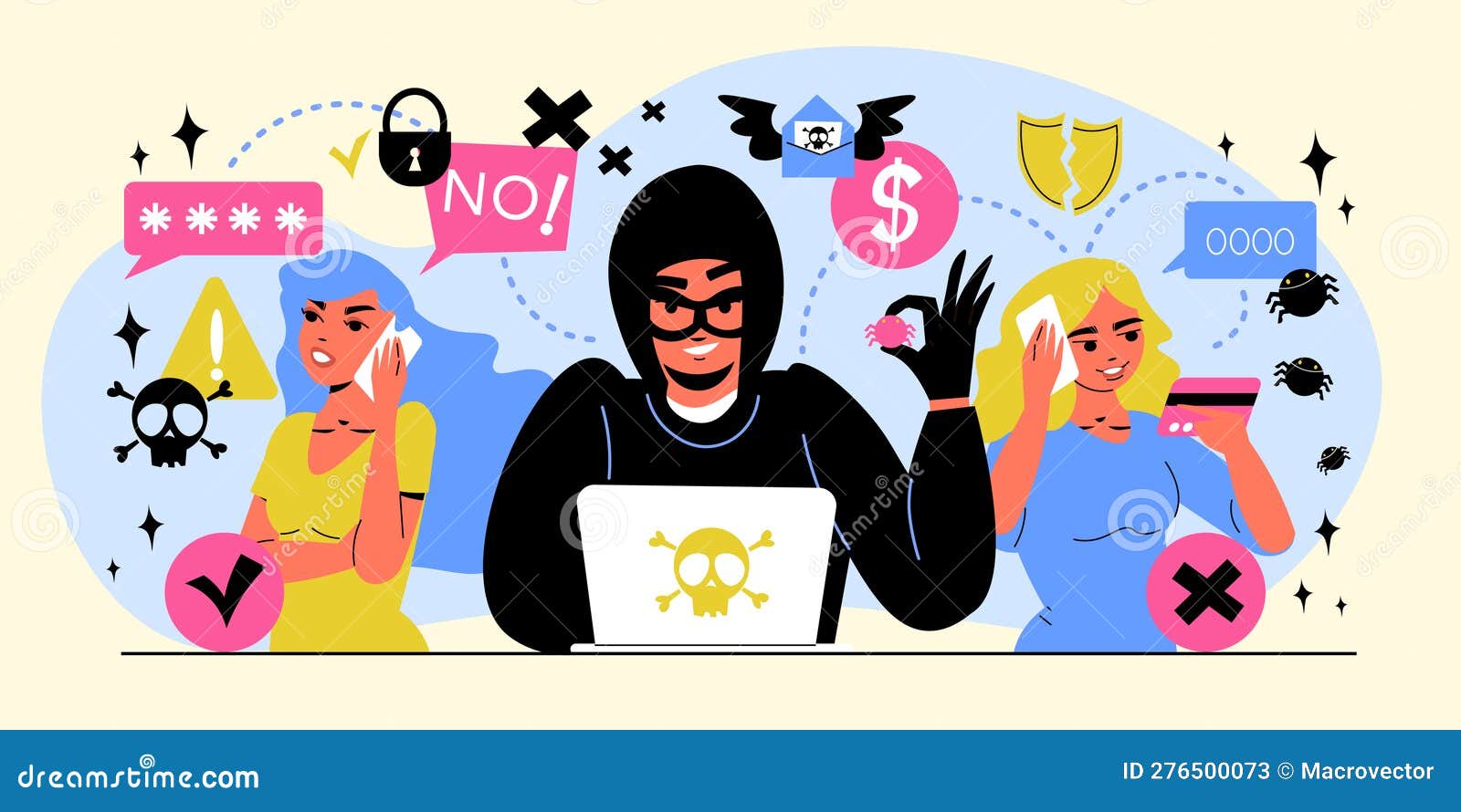 Cyber Crime Flat stock vector. Illustration of internet - 276500073