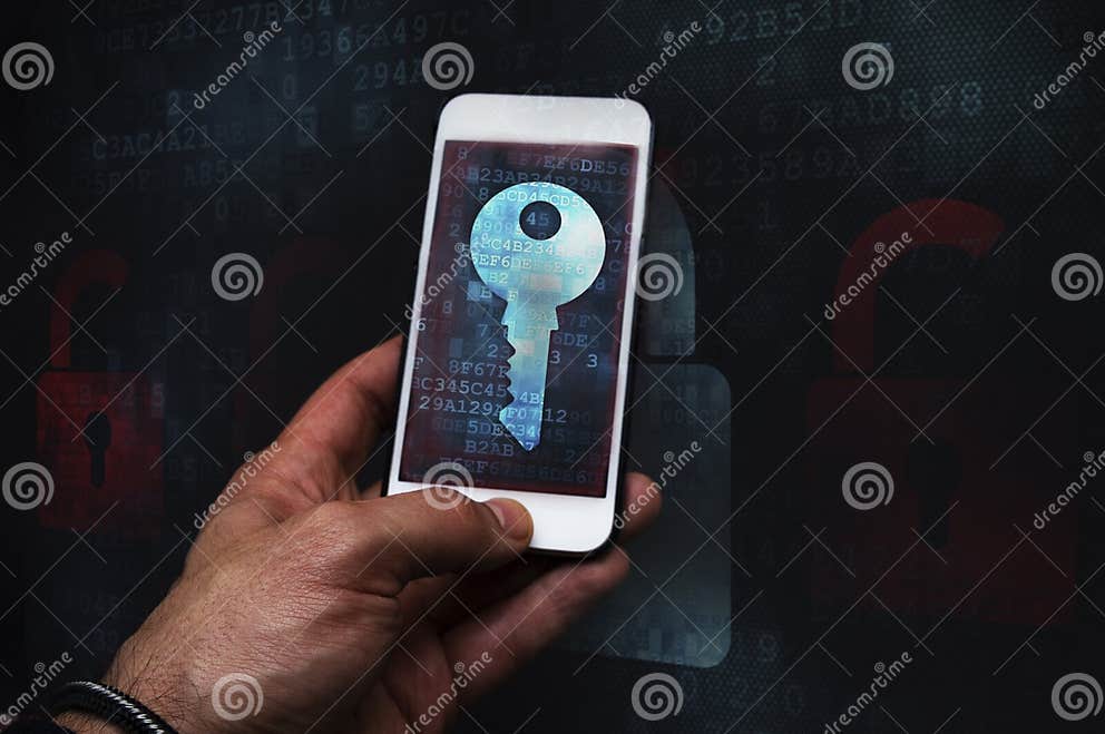 Cyber Crime Hacker Using Mobile Phone Stock Photo - Image of online ...