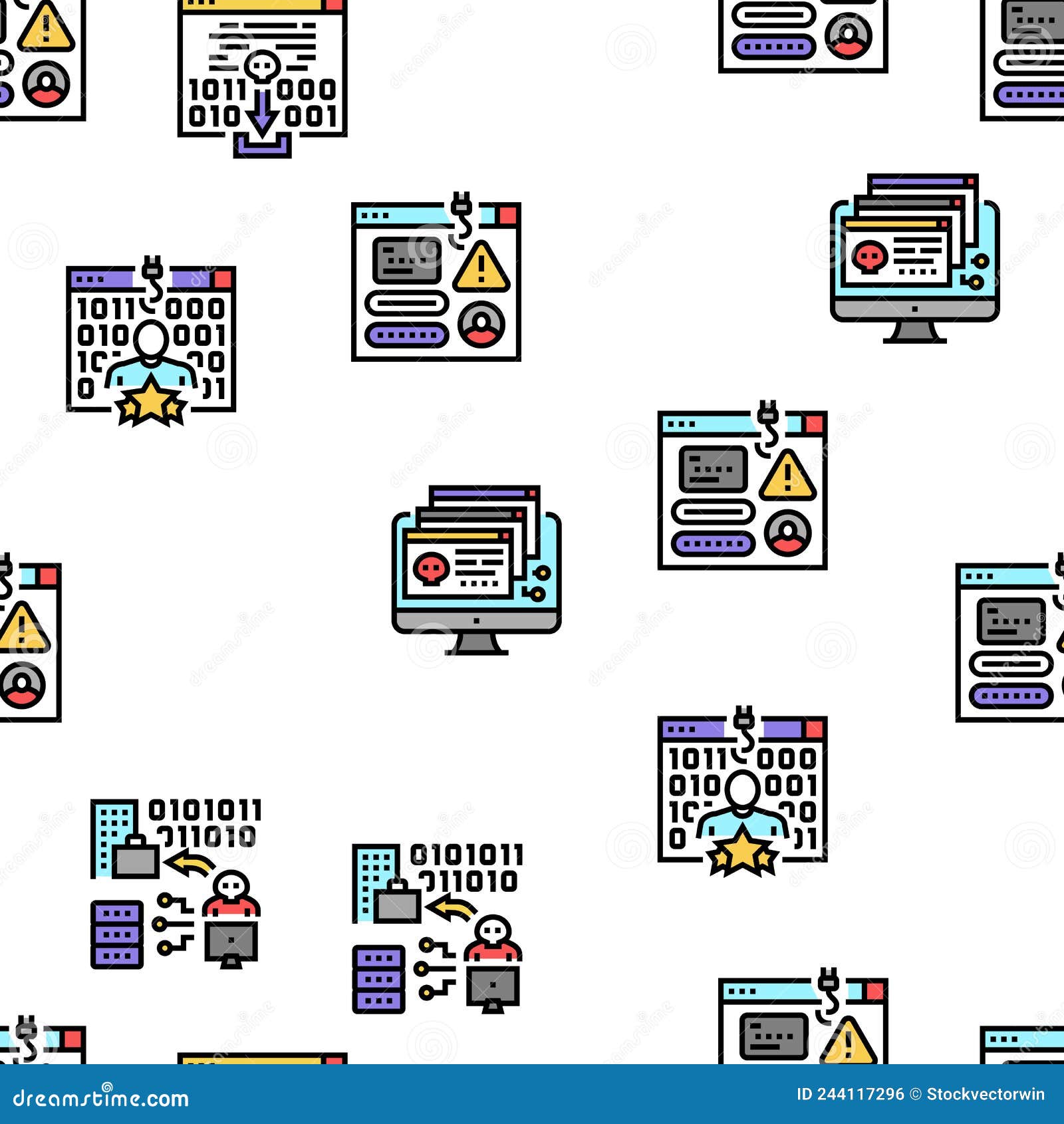 Cyber Crime Internet Business Vector Seamless Pattern Stock Vector ...