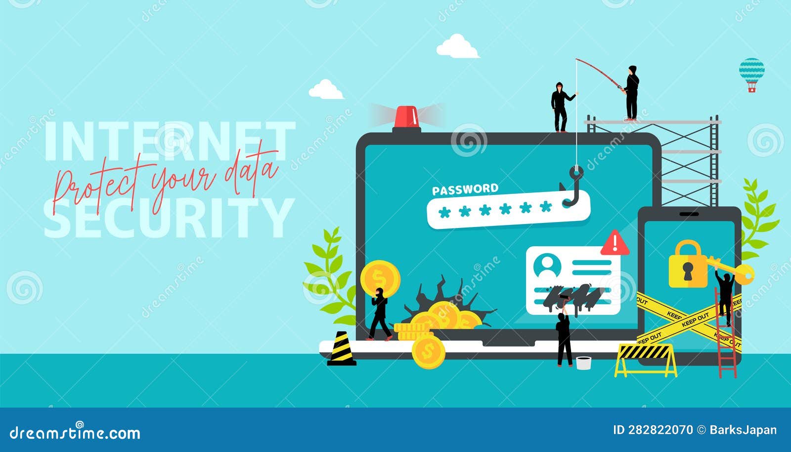 Cyber Crime ( Internet Security ) Banner Illustration Stock Vector ...