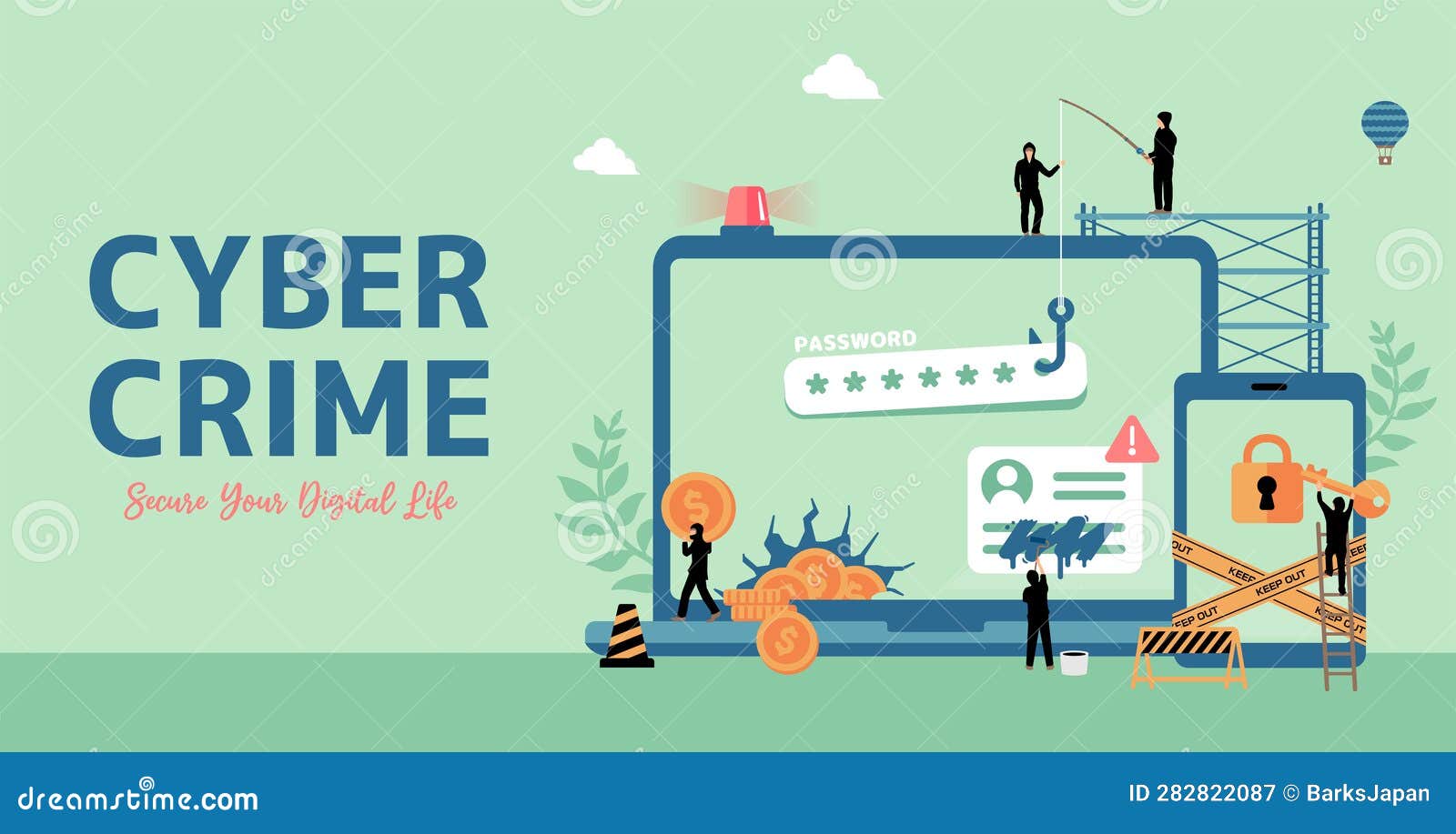 Cyber Crime ( Internet Security ) Banner Illustration Stock Vector ...