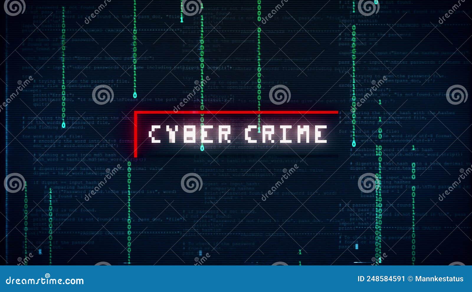 Cyber Crime Warning Computer Hacking Notification Message on Glitch ...