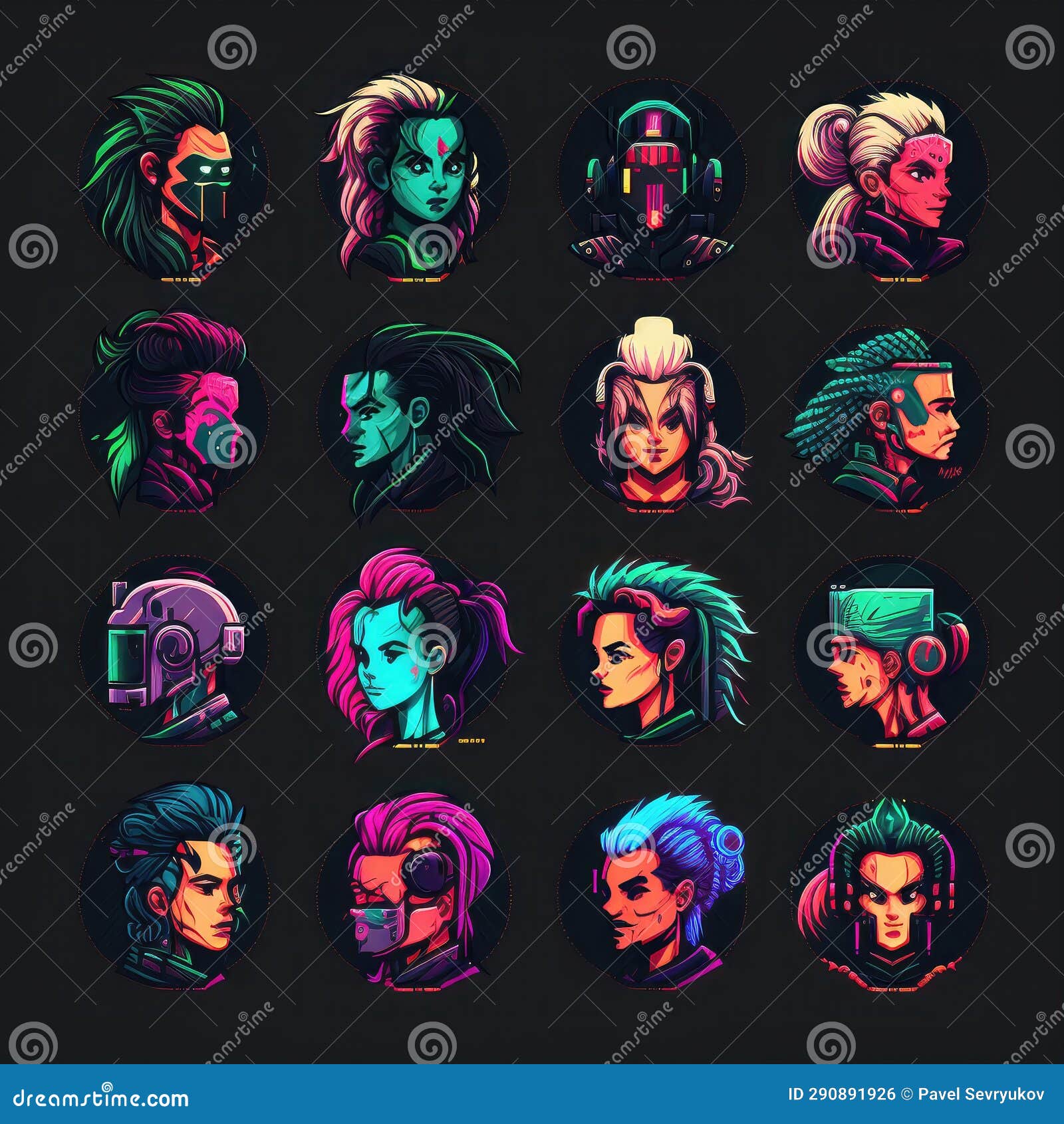 Cyber Cyberpunk Character Avatar Ai Generated Stock Illustration ...