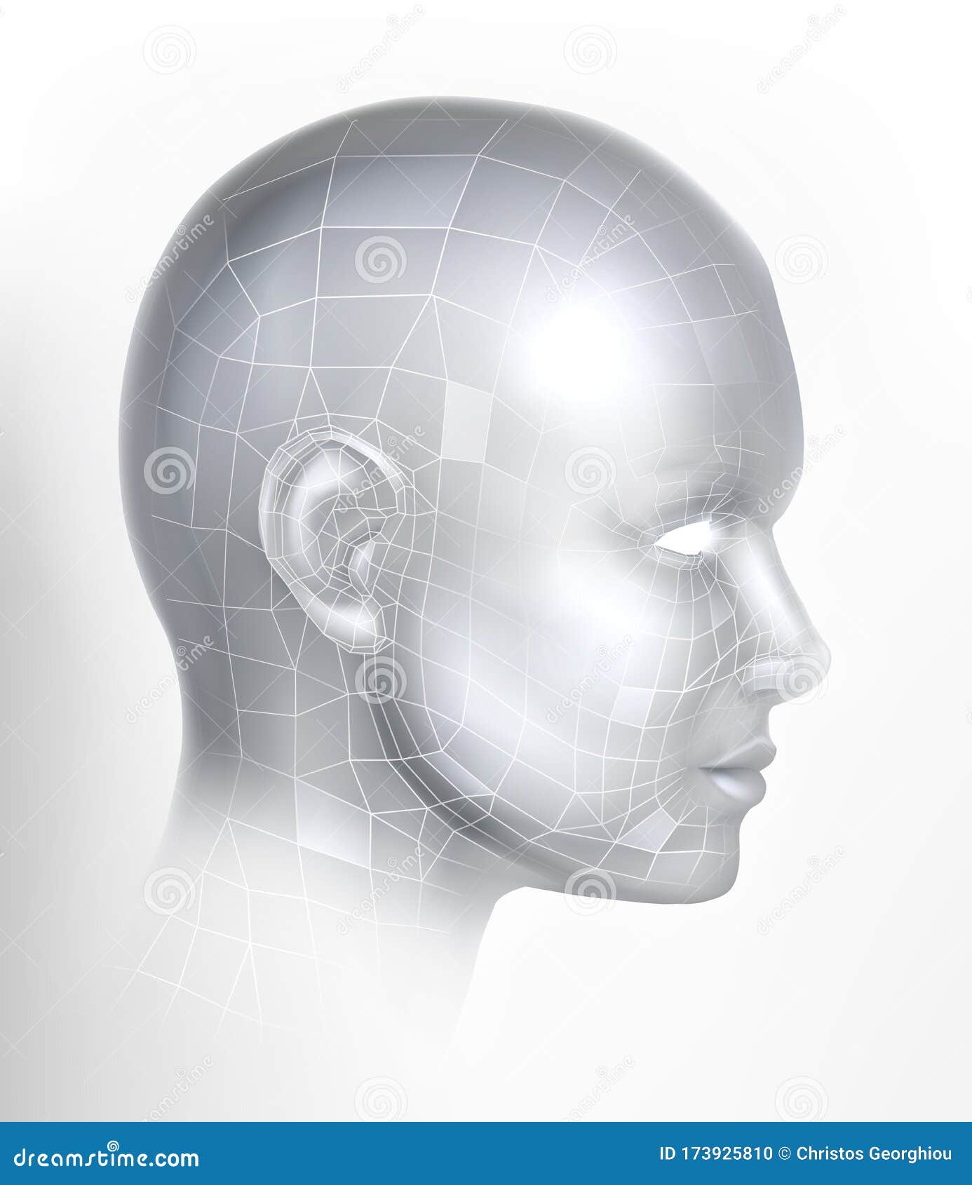 Cyber 3D Technology Face Digital Tech AI Head Stock Vector ...