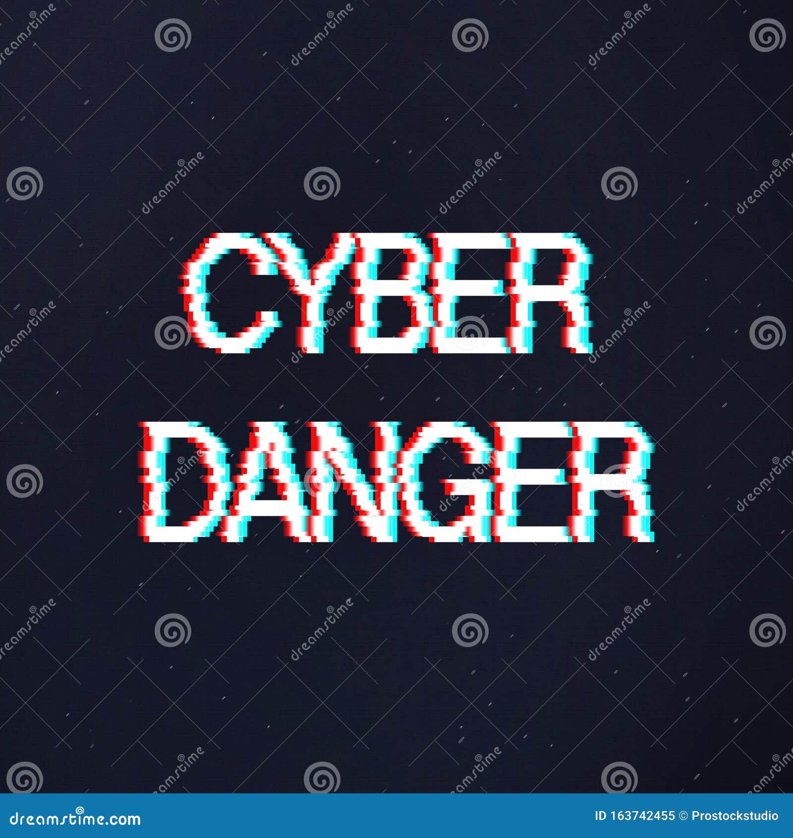 Cyber Danger Warning Text in Glitch Style Over Dark Background Stock ...