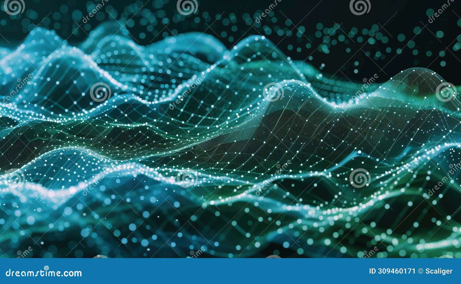 Cyber Data in Blue Green Digital Space, Network Abstract Background ...