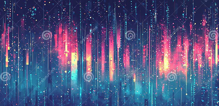 Cyber Data Flow. Digital Neural Networks. 3D Rendering of a Wavy Open-source Surface Stock ...