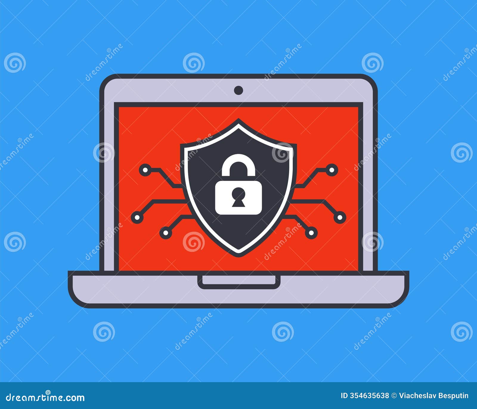 Cyber Defense Shield and Lock Icon. Stock Illustration - Illustration ...
