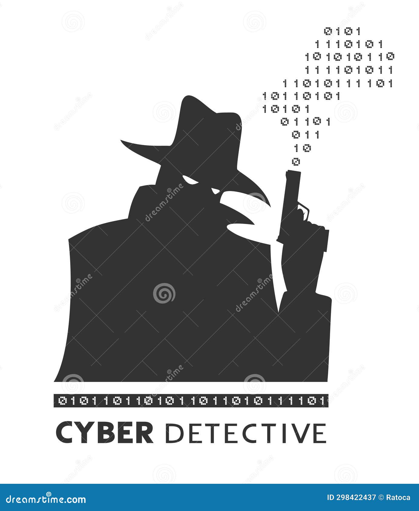 Cyber Detective Mystery Man Draw Stock Illustration - Illustration of ...