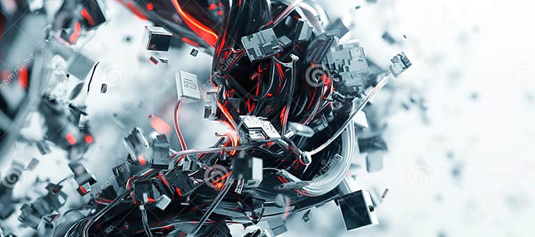 Cyber Digital Machine Explosion Background Stock Illustration ...