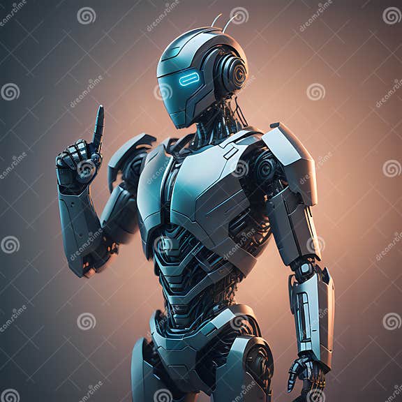 Cyber Digital World Android Robot Pointing Finger Computer Coding AI Chatbot Background ...