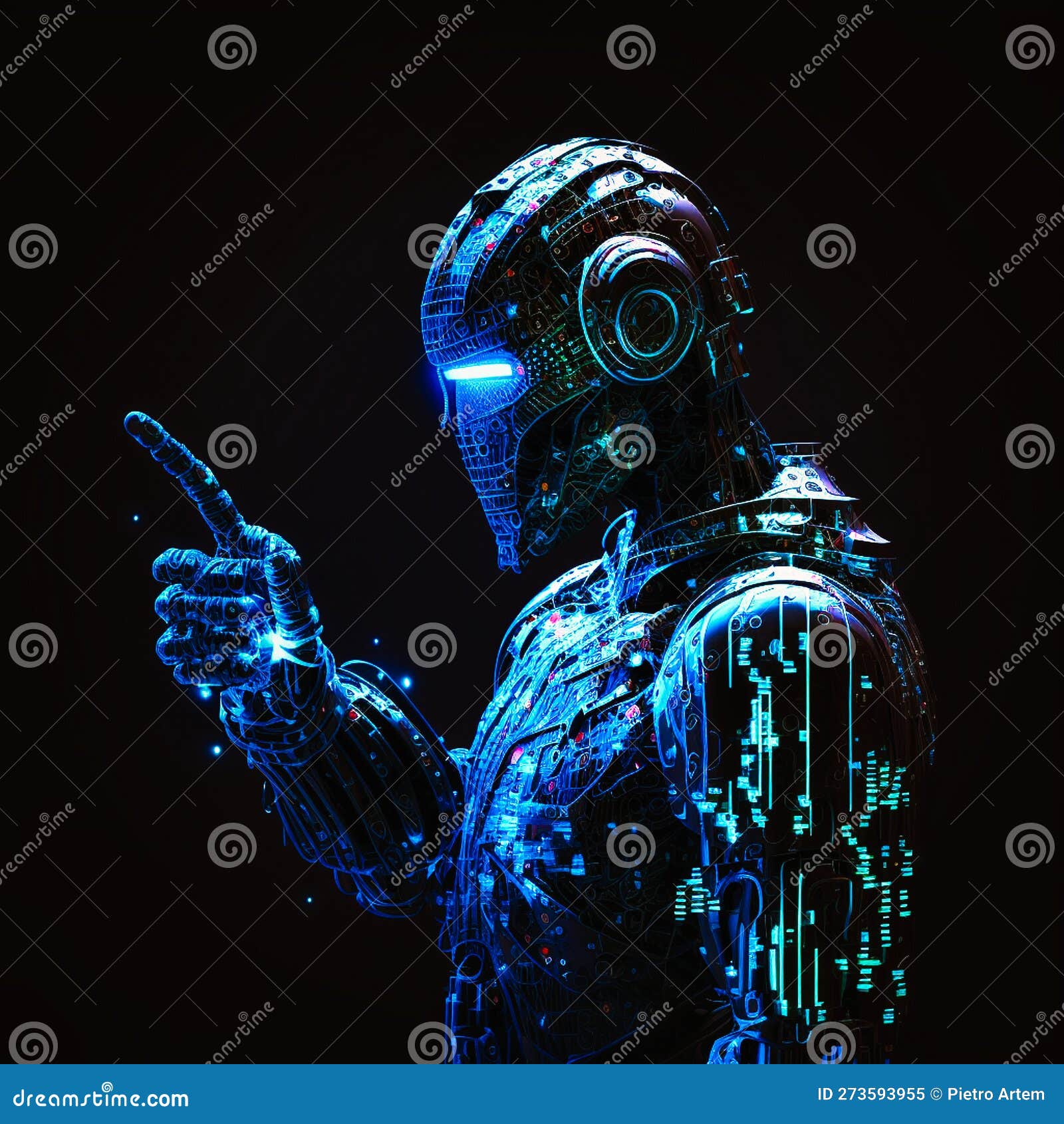 Cyber Digital World Android Robot Pointing Finger, Generative AI Stock ... Cyber Digital World Android Robot Pointing Finger, Generative AI Stock ...