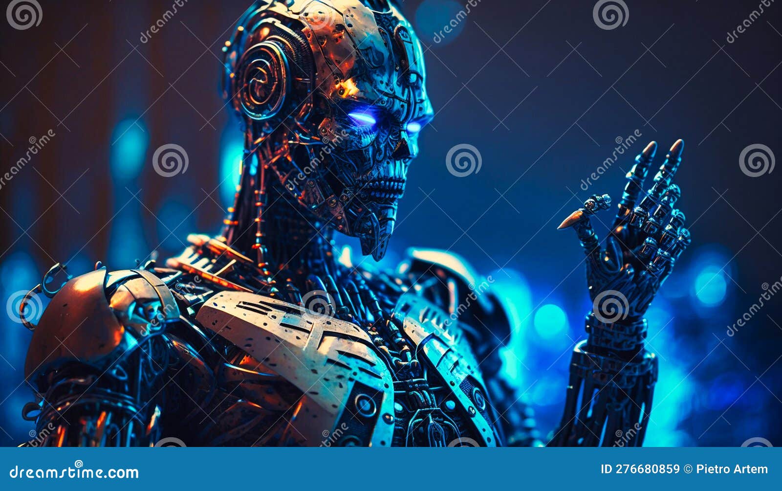 Cyber Digital World Android Robot Pointing Finger, Generative AI Stock ... Cyber Digital World Android Robot Pointing Finger, Generative AI Stock ...