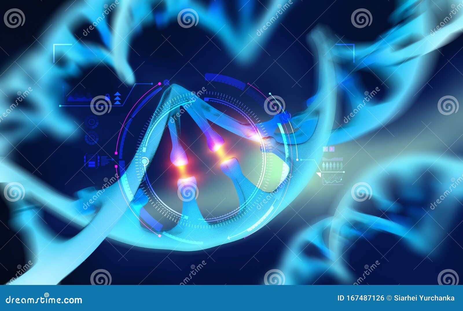 Cyber DNA, Study Of Genetic Chains. 3d Illustration Of Future ...