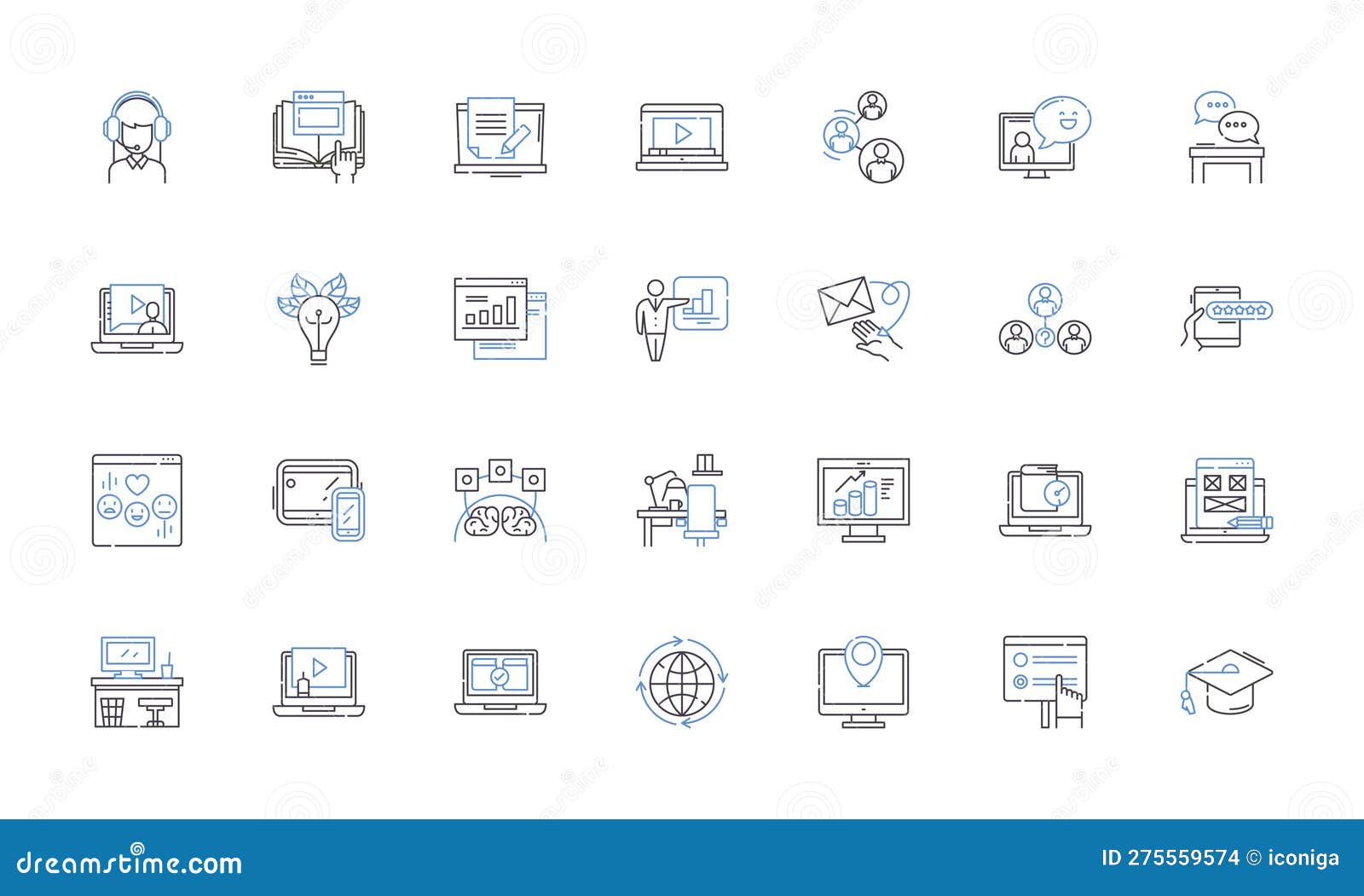 Cyber Education Line Icons Collection. Technology, Cybersecurity ...