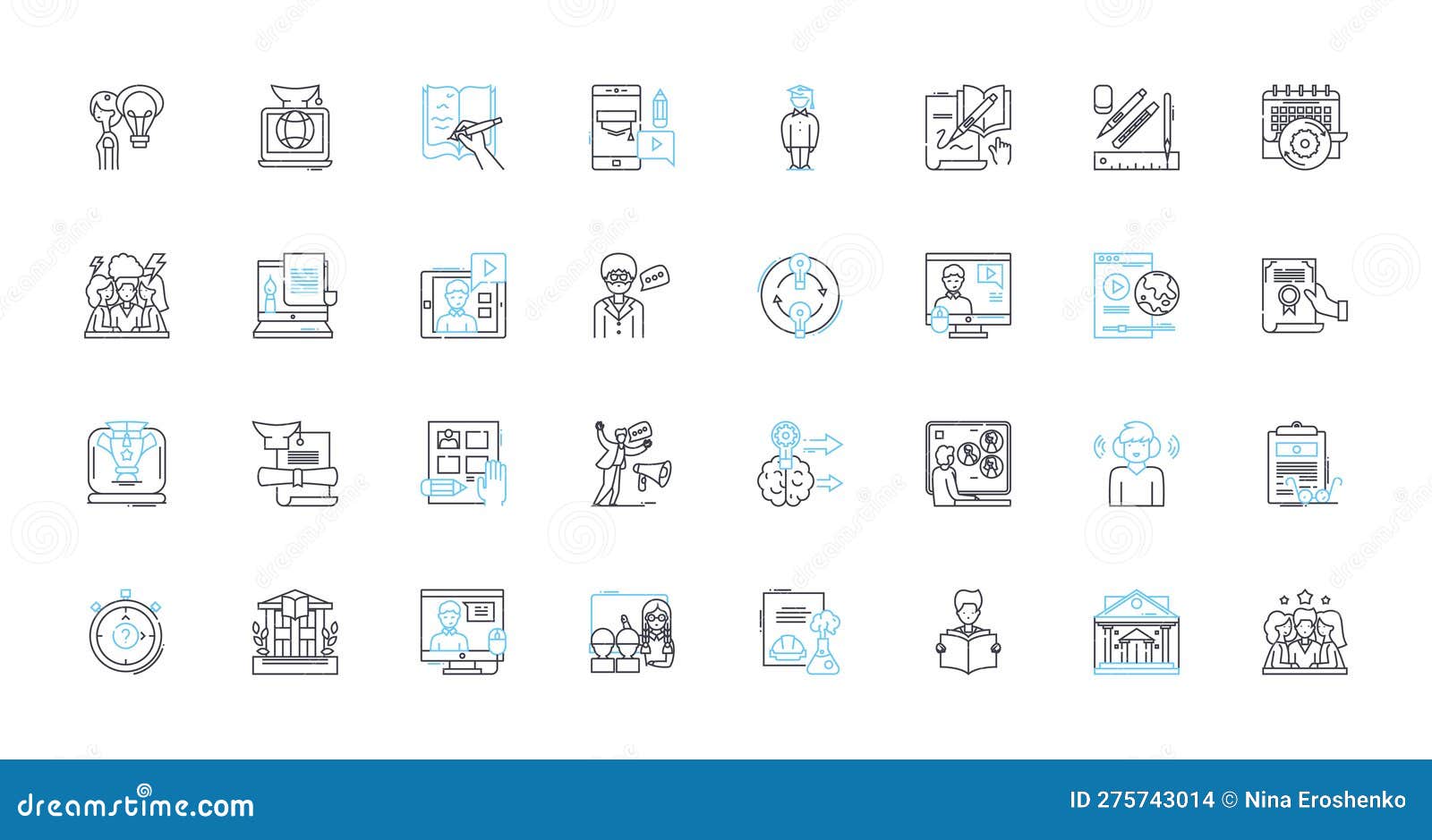 Cyber Education Linear Icons Set. Security, Technology, Online ...
